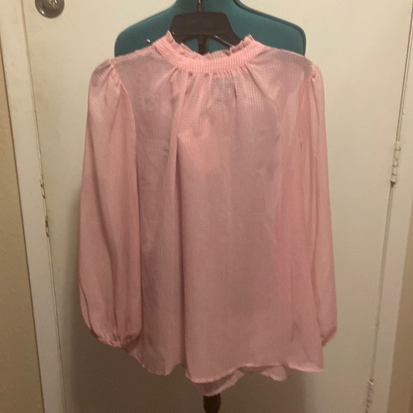 Who What Wear | Tops | Womens Sheer Long Sleeves Blouse Pink High Neck ...
